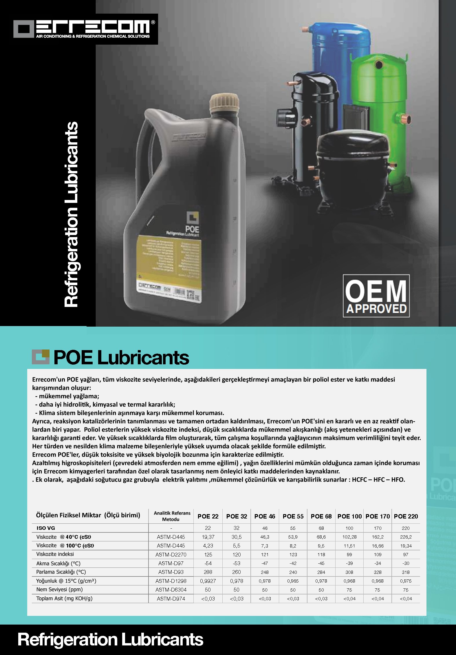 ERRECOM POE 32 Klima Kompresör Yağı 5 LT (Ester)